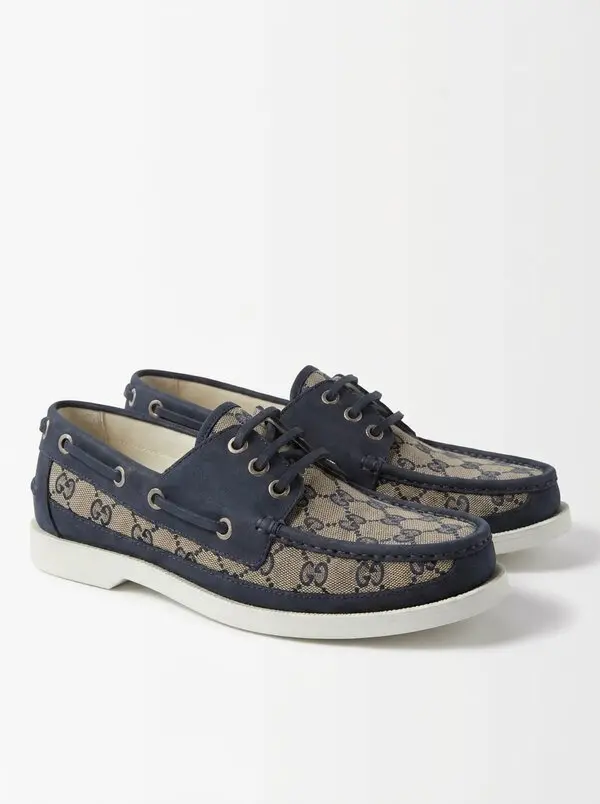 Gucci Gg Supreme Canvas Boat Shoes