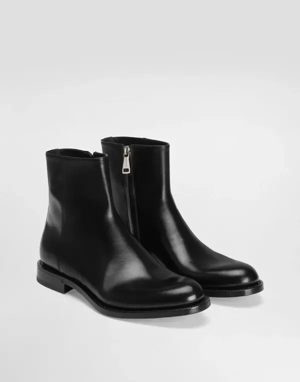 Dolce & Gabbana Round Toe Zip Up Ankle Boots