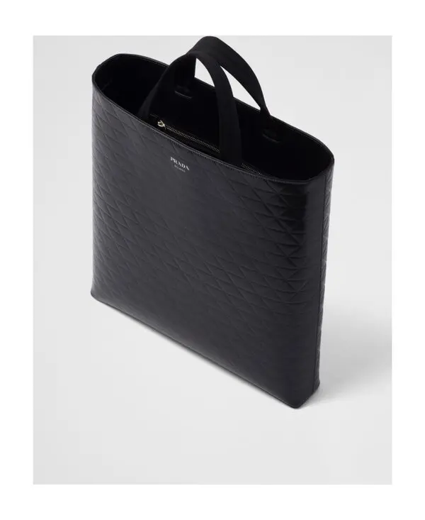 Prada Embossed Geometric Pattern Tote