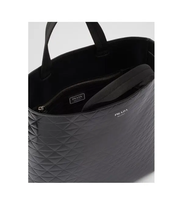 Prada Embossed Geometric Pattern Tote