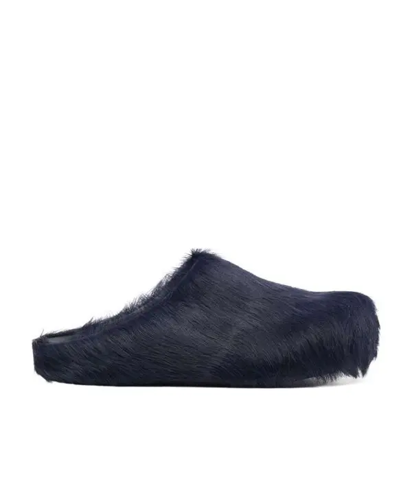 Marni Fluffy Flat Mules - Black