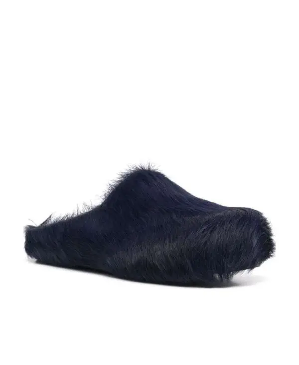 Marni Fluffy Flat Mules - Black
