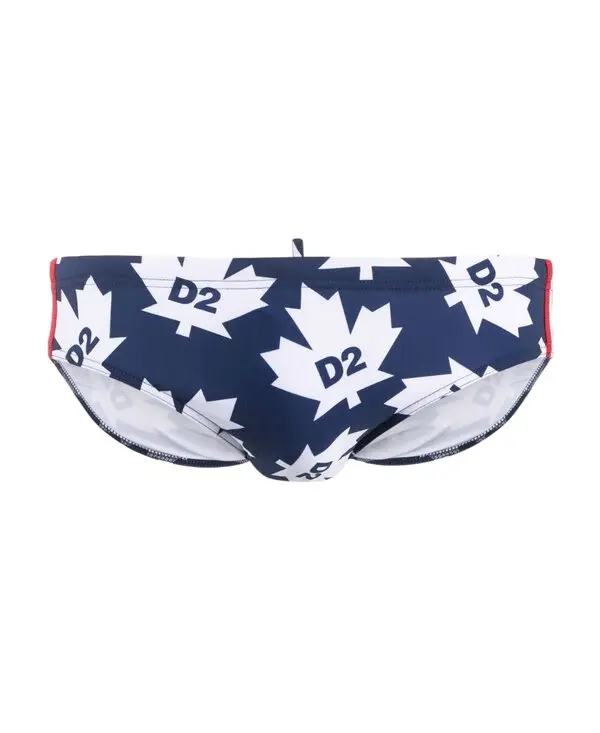 Dsquared2 Maple Leaf Logo Swim Trunks - Blue