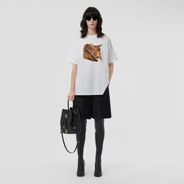 Burberry Deer Print Cotton T-shirt