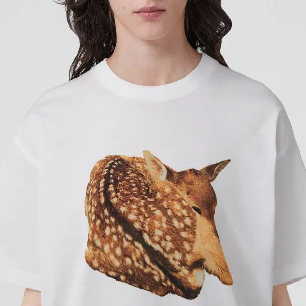 Burberry Deer Print Cotton T-shirt