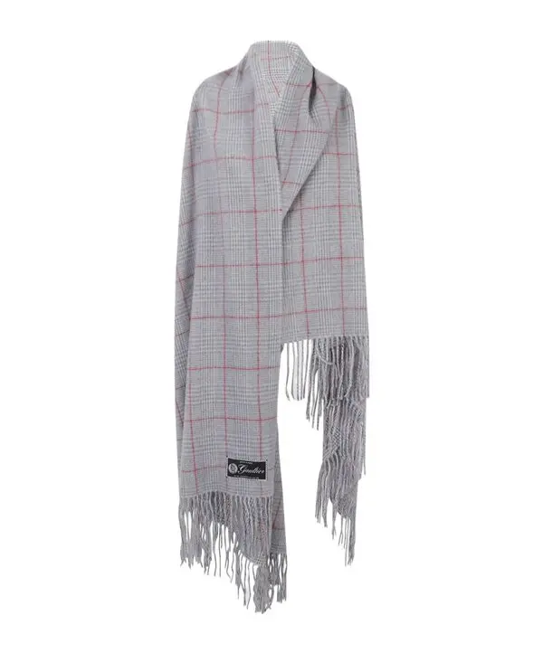 JEAN PAUL GAULTIER Checkered Tassel Hem Scarf Draped Top - Gray