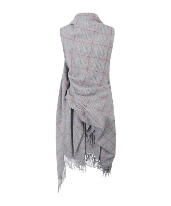 JEAN PAUL GAULTIER Checkered Tassel Hem Scarf Draped Top