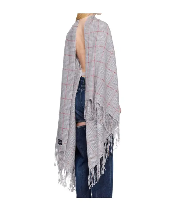 JEAN PAUL GAULTIER Checkered Tassel Hem Scarf Draped Top
