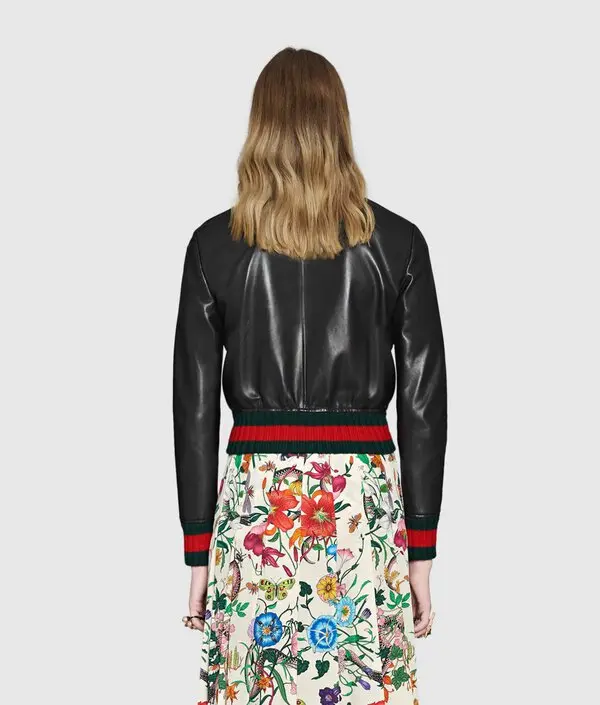 Gucci Leather Knot Detailed Bomber Jacket