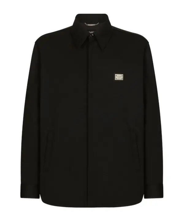 Dolce & Gabbana Dolce Gabbana Logo-plaque Concealed Fastened Overshirt - Black