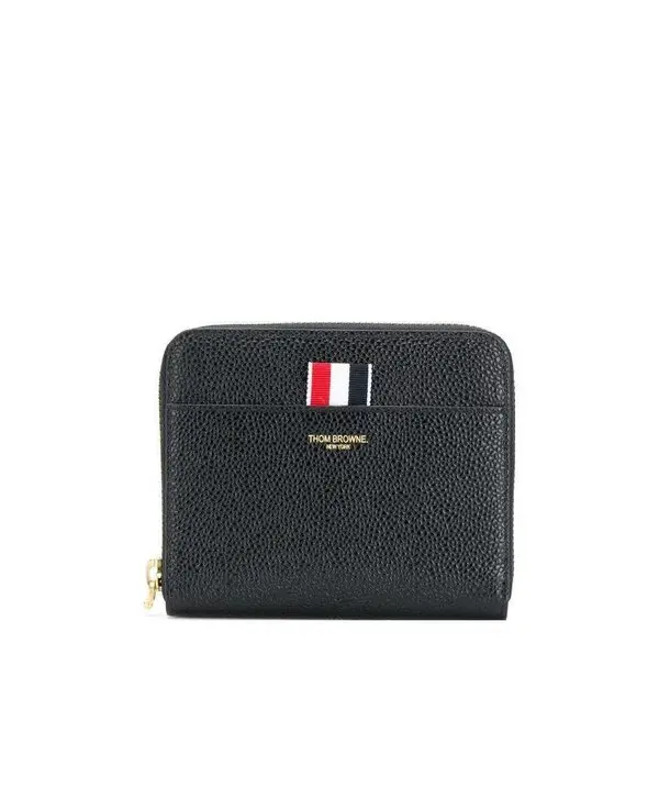 Thom Browne Logo Embossed Zipped Wallet - Black