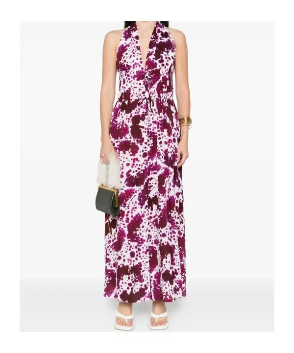 Dries Van Noten Halter Neck Maxi Dress - Red