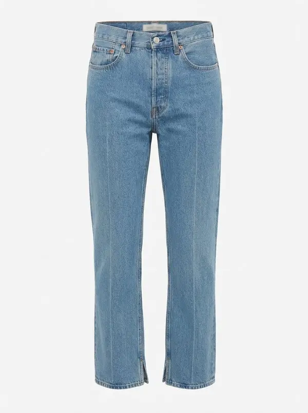 Gucci Low Waist Jeans With Logo Patch - Blue