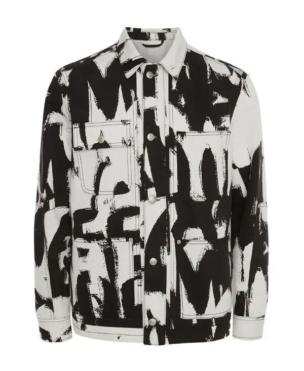 Alexander McQueen Printed Denim Jacket - Black