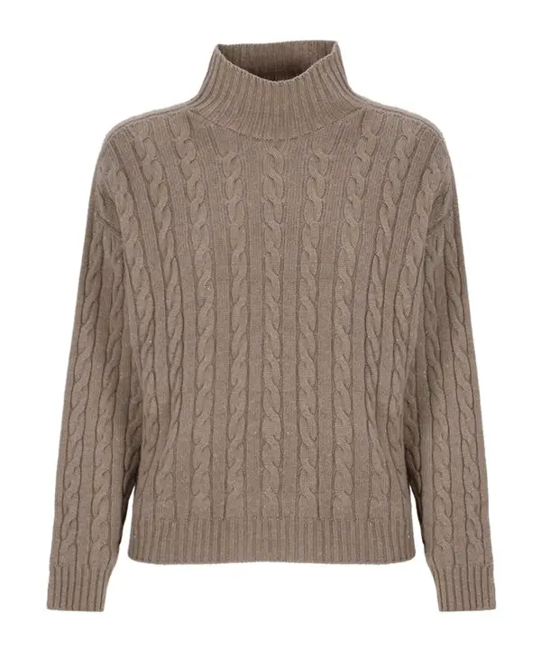 Peserico High Neck Ribbed Long Sleeve Jumper - Gray