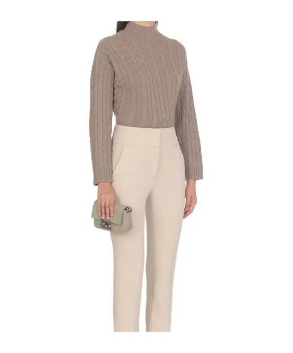 Peserico High Neck Ribbed Long Sleeve Jumper - Gray