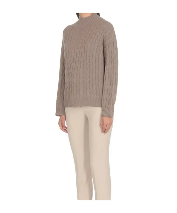 Peserico High Neck Ribbed Long Sleeve Jumper - Gray