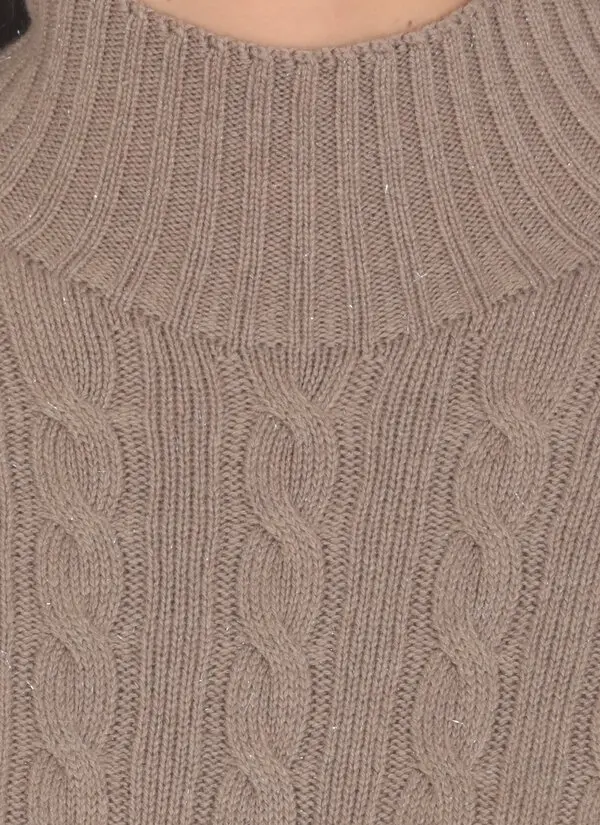 Peserico High Neck Ribbed Long Sleeve Jumper - Gray