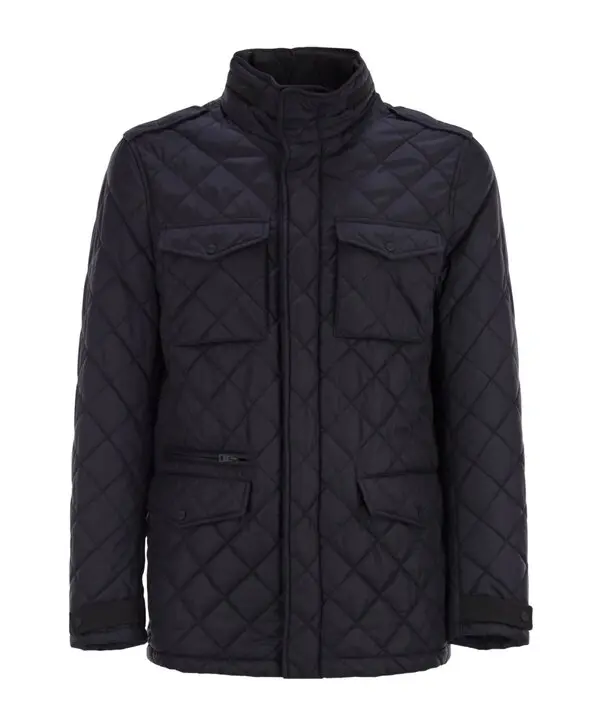 Herno Diamond Quilted Cotton Jacket With High Collar