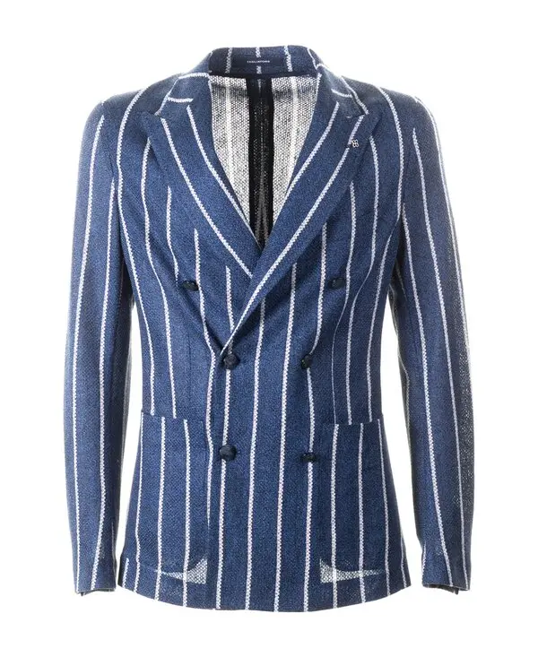 Tagliatore Striped Double-breasted Blazer - Blue