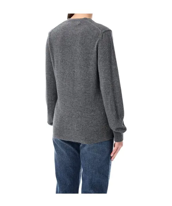 Play Comme Des Garcon V-neck Sweater With Heart Logo - Grey