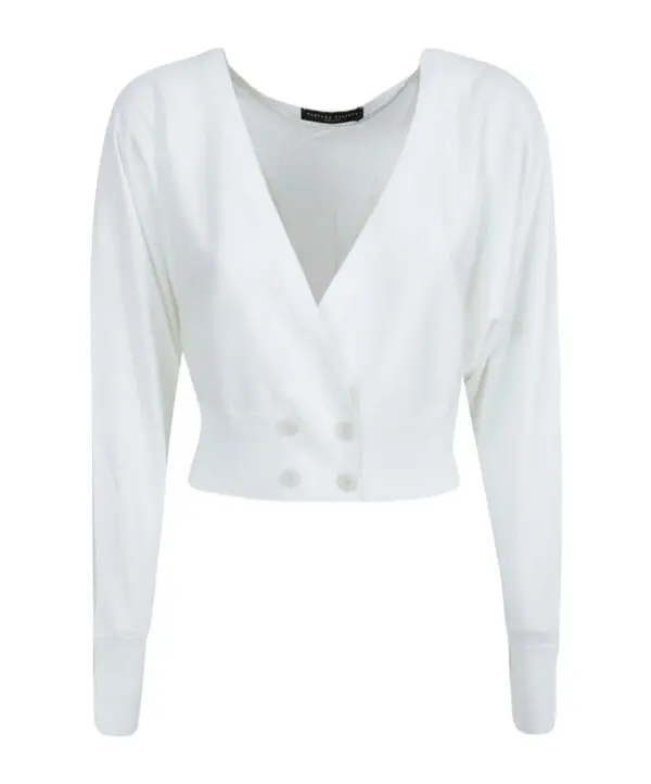 Fabiana Filippi Double-breasted V-neck Wrap Top - White