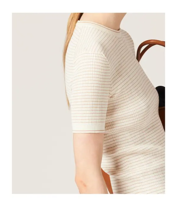 Miu Miu Ribbed Knit Short Sleeve Mini Dress