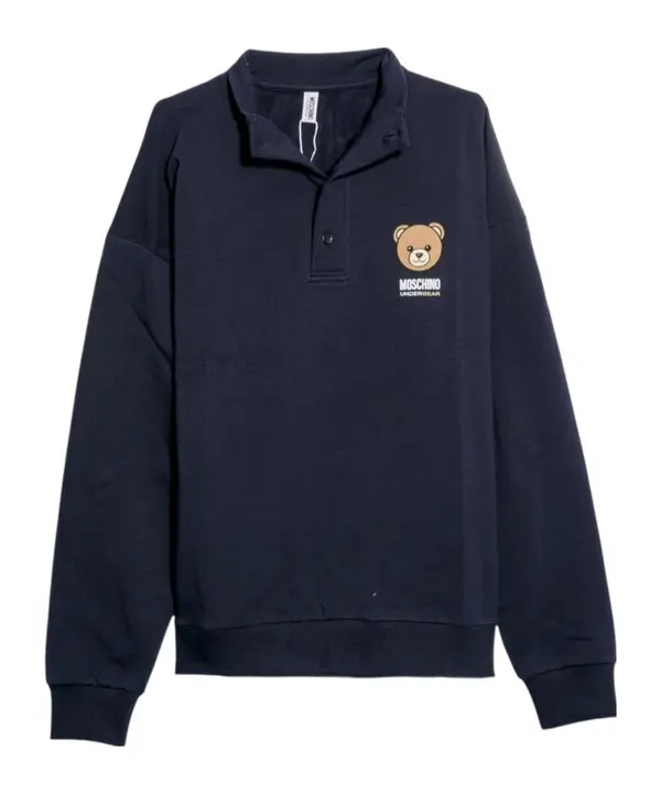 Moschino Long Sleeve Collared Sweatshirt With Bear Print - Black