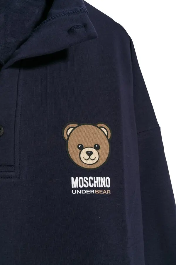Moschino Long Sleeve Collared Sweatshirt With Bear Print
