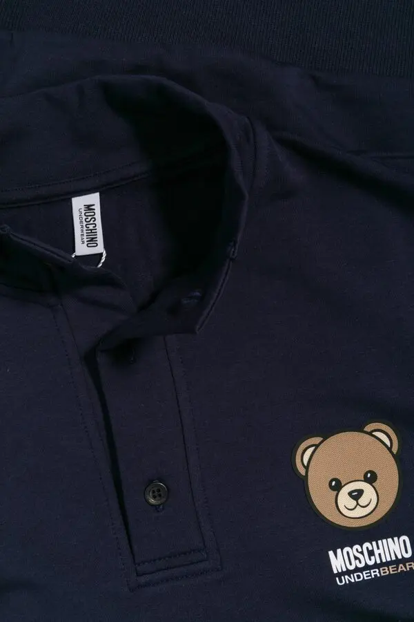Moschino Long Sleeve Collared Sweatshirt With Bear Print