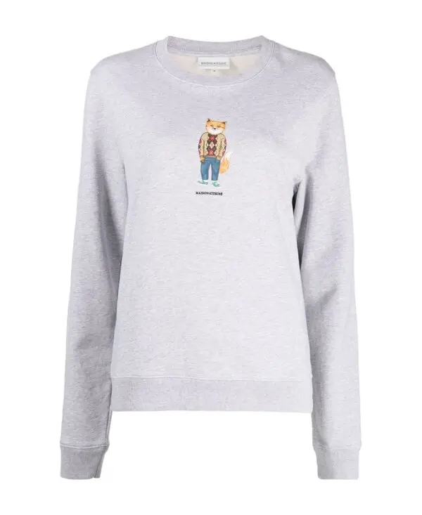 Maison Kitsuné Fox Printed Crewneck Sweatshirt - Nude