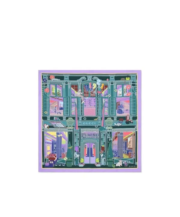 Gucci Printed Silk Twill Carr - Multi-color