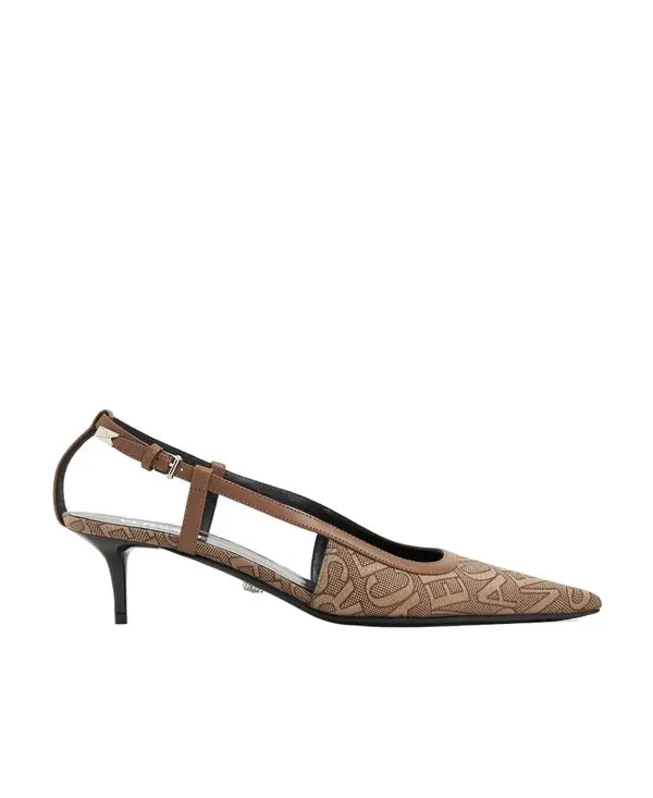 Versace Logo Jacquard Slingback Pumps With Stiletto Heel