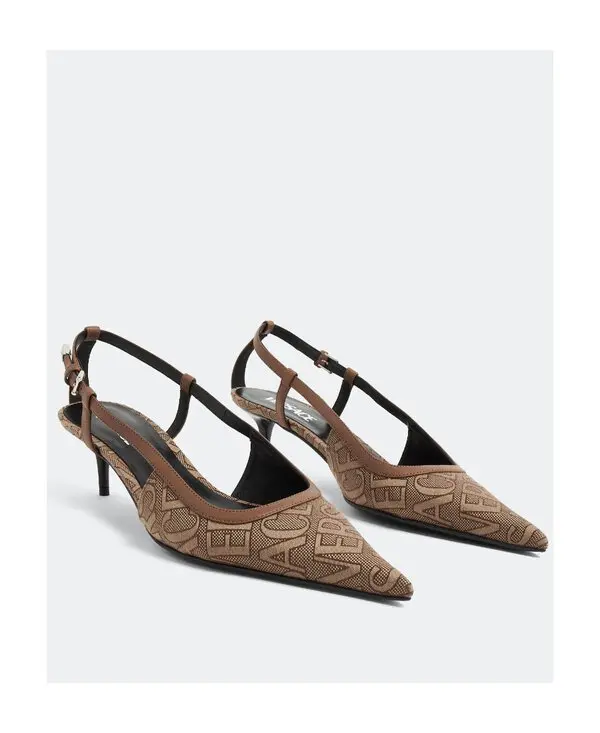 Versace Logo Jacquard Slingback Pumps With Stiletto Heel