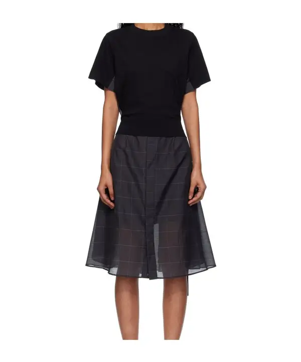 Sacai Round Neck Short Sleeve Dress