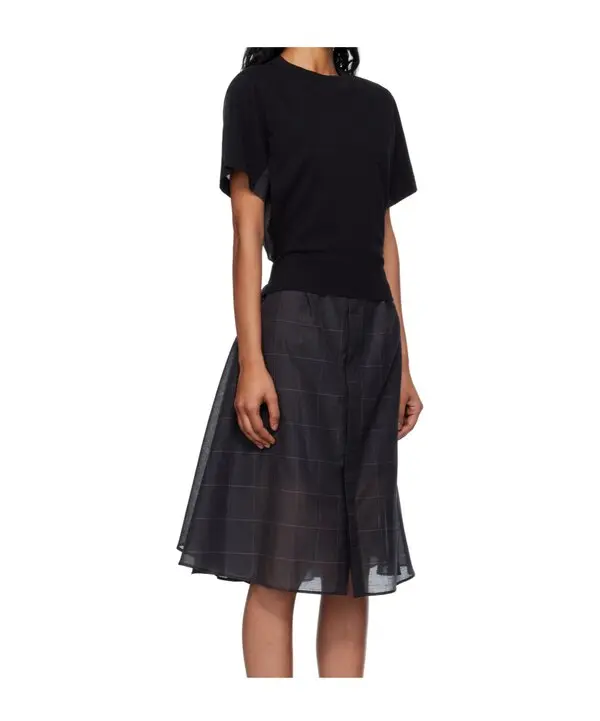 Sacai Round Neck Short Sleeve Dress
