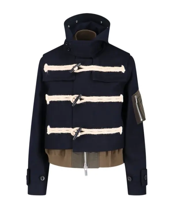 Sacai Toggle-fastening Rope Detailed Hooded Jacket - Black