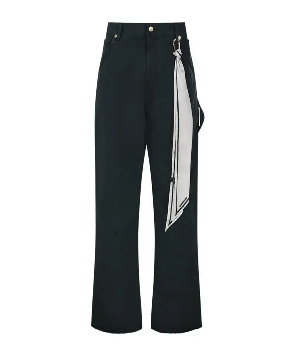 DARKPARK Distressed Detailed Pants With Logo Scarf Detail