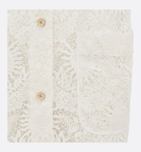 Dior Short-sleeved Lace Blouse