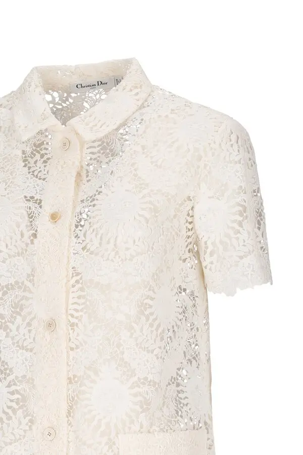 Dior Short-sleeved Lace Blouse