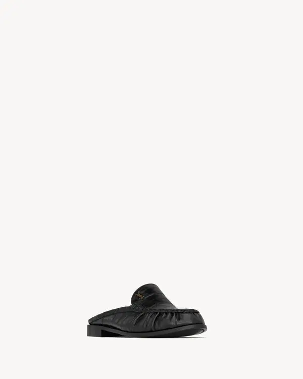 Saint Laurent Le Loafer Logo Plaque Slip-on Mules - Black