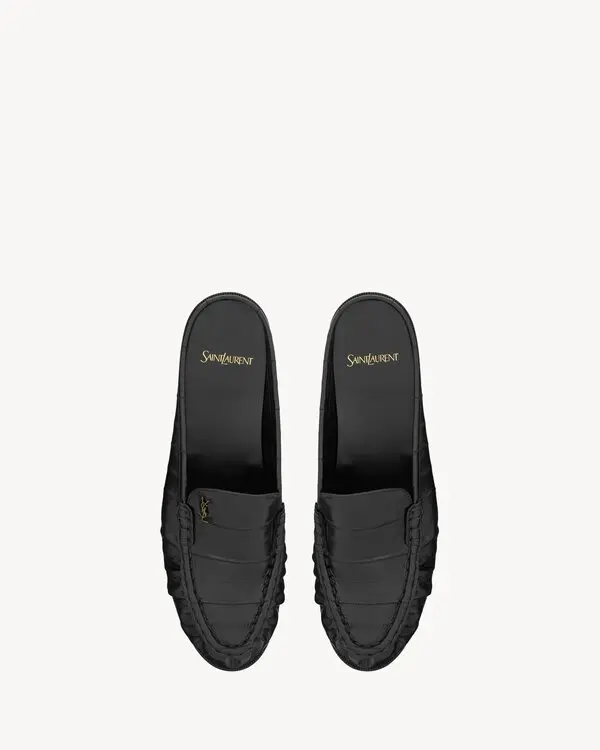 Saint Laurent Le Loafer Logo Plaque Slip-on Mules - Black