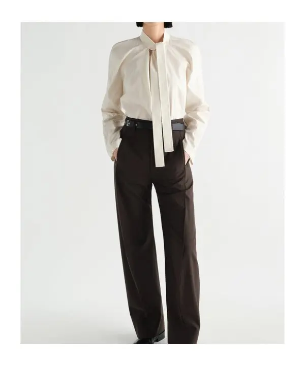 LEMAIRE Ascot Collar Relaxed Shirt - Light Cream