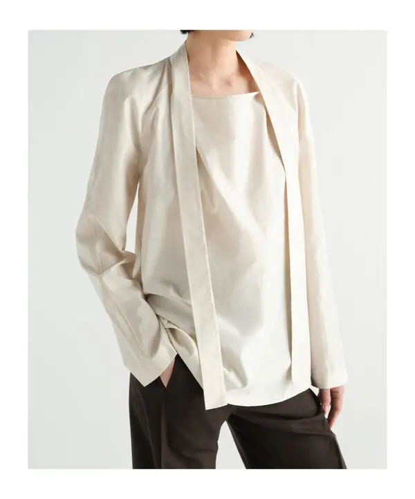 LEMAIRE Ascot Collar Relaxed Shirt - Light Cream