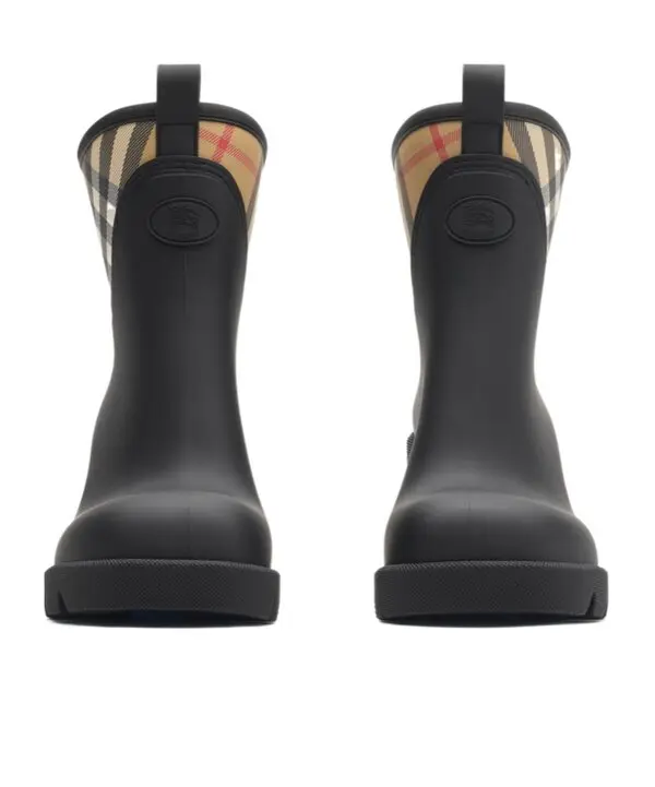 Burberry Round-toe Checked Heeled Boots - Black