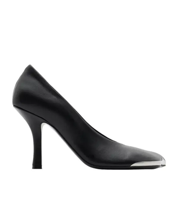 Burberry Square Toe Stiletto Pumps With Quilted Insole And Equestrian Knight Sole Design