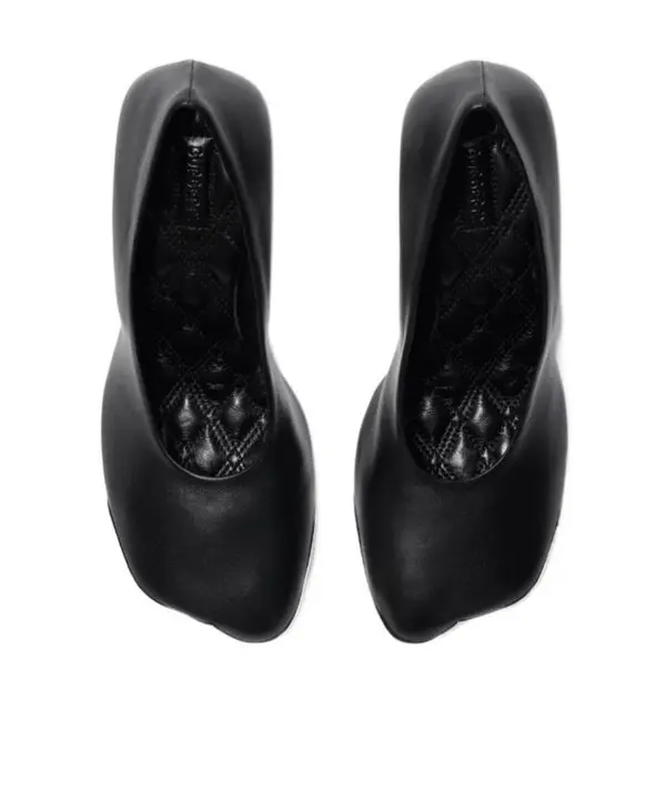 Burberry Square Toe Stiletto Pumps With Quilted Insole And Equestrian Knight Sole Design