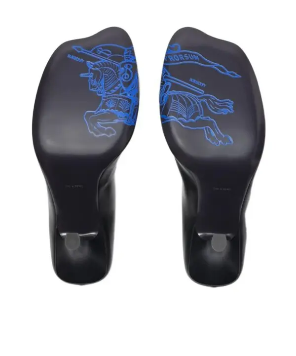 Burberry Square Toe Stiletto Pumps With Quilted Insole And Equestrian Knight Sole Design