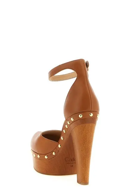 Chloé Studded Platform Pumps - Brown