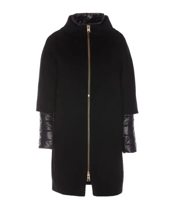 Herno Layered-sleeved Zip-up Down Coat - Black